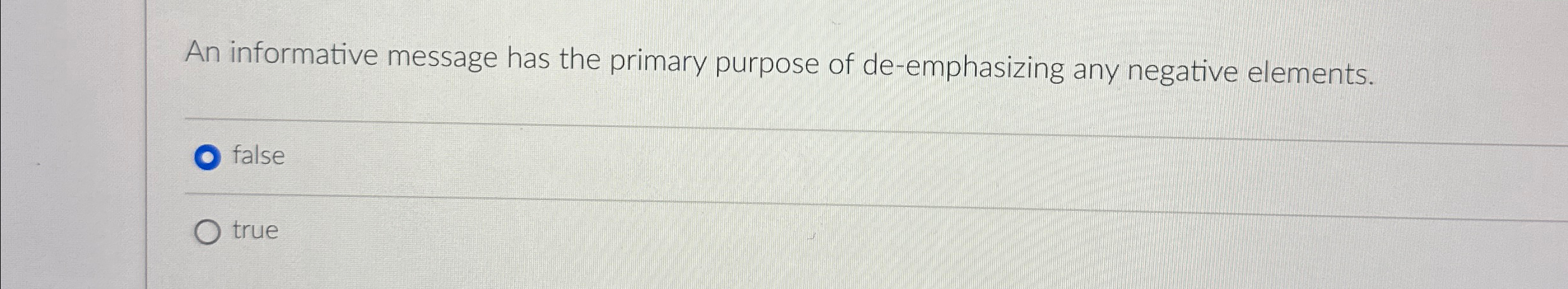 Solved An informative message has the primary purpose of | Chegg.com