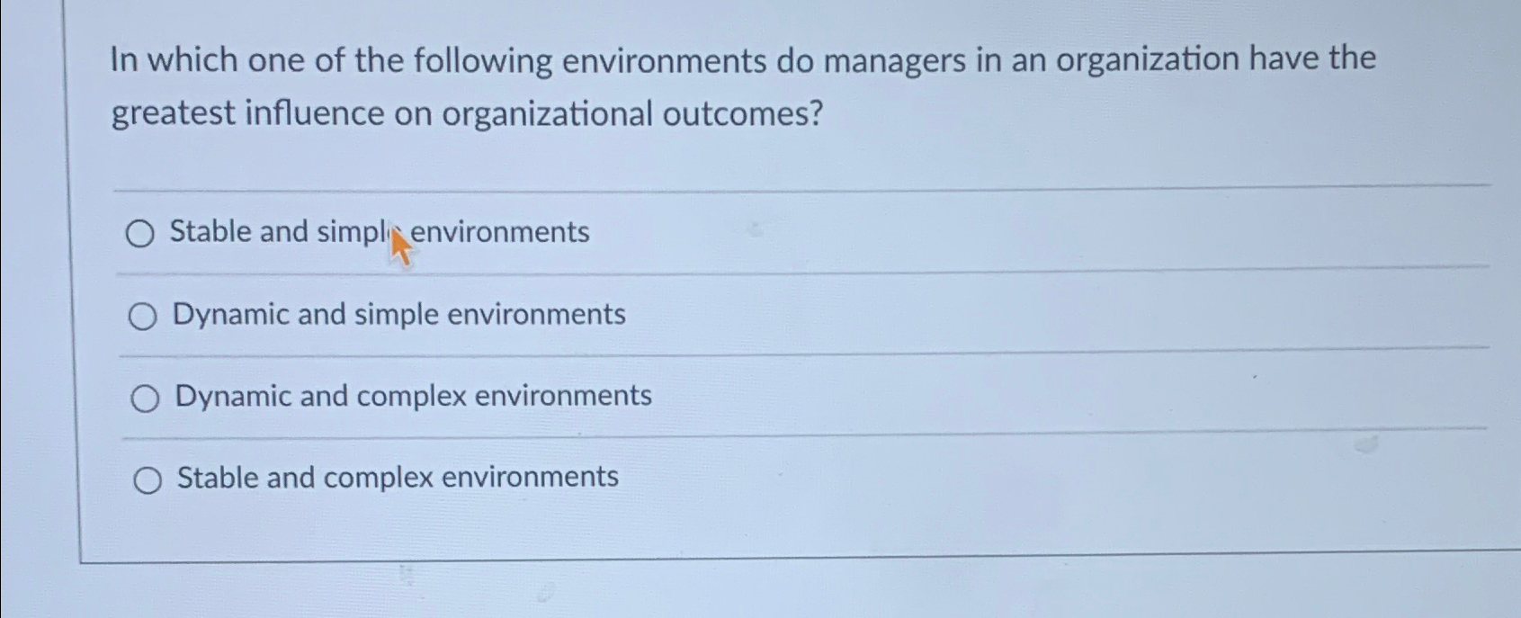 Solved In which one of the following environments do | Chegg.com