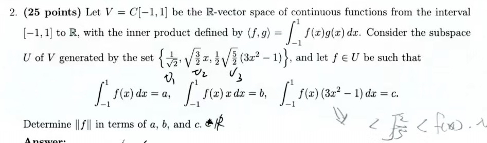 Solved (25 ﻿points) ﻿Let V=C[-1,1] ﻿be the R-vector space of | Chegg.com