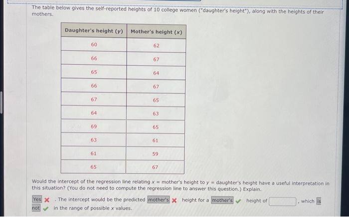 Solved The table below gives the self-reported heights of 10 | Chegg.com