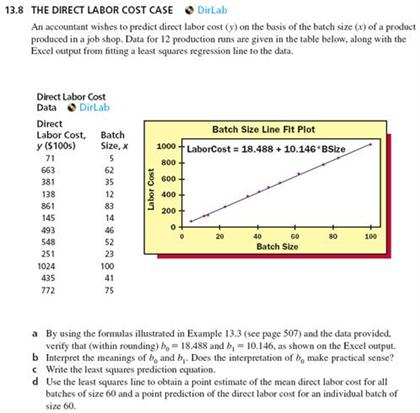 Solved An accountant wishes to predict direct labor cost (y) | Chegg.com