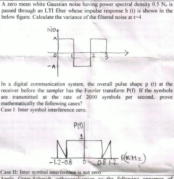 Solved A zero mean white Gaussian noise having power | Chegg.com