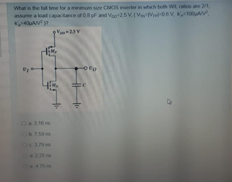 Solved What is the fall time for a minimum size CMOS | Chegg.com