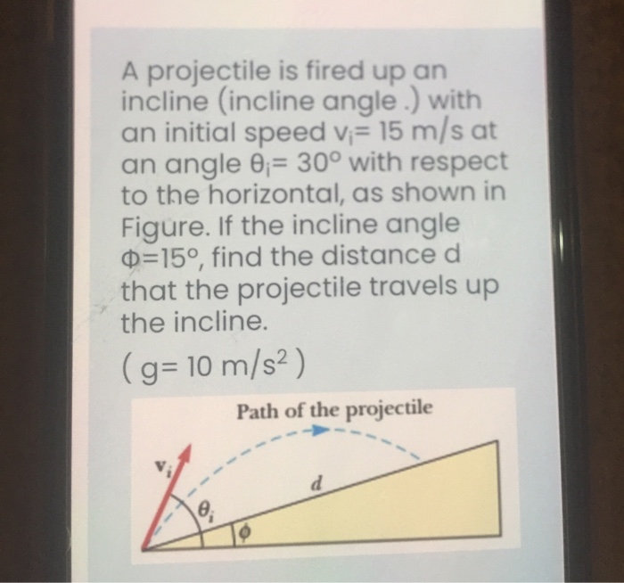 Solved A projectile is fired up an incline (incline angle .) | Chegg.com