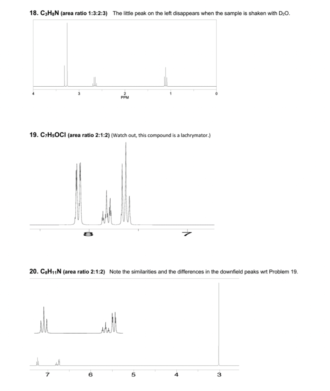Solved 18. C3H8N (area ratio 1:3:2:3) The little peak on the | Chegg.com