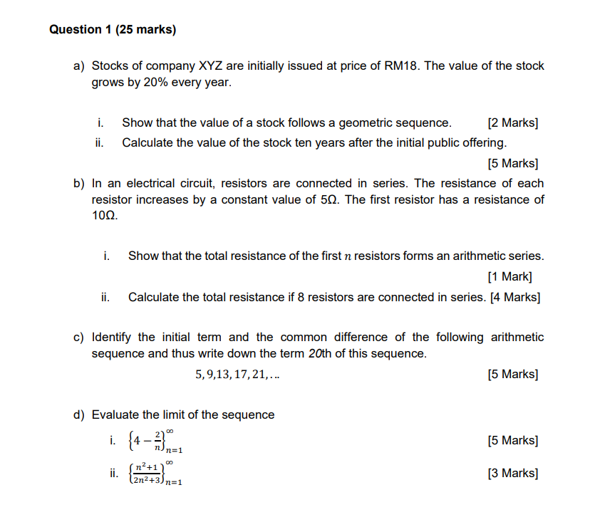 Solved Question 1 (25 ﻿marks)a5Ω. ﻿The first resistor has a | Chegg.com