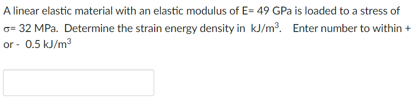Solved A linear elastic material with an elastic modulus of | Chegg.com
