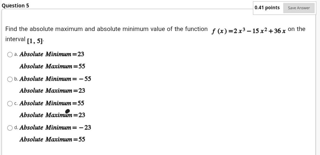 Solved Find The Absolute Maximum And Absolute Minimum Value