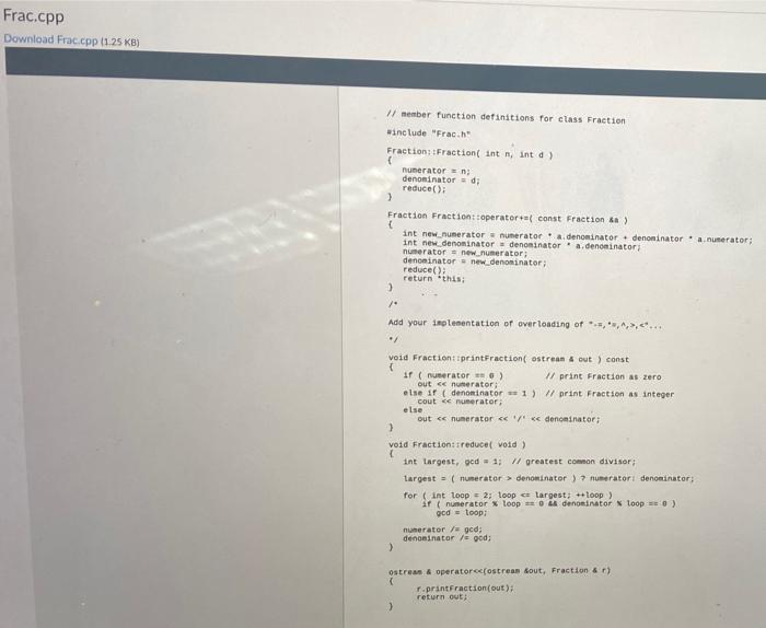Solved Create a class called Fraction for performing | Chegg.com