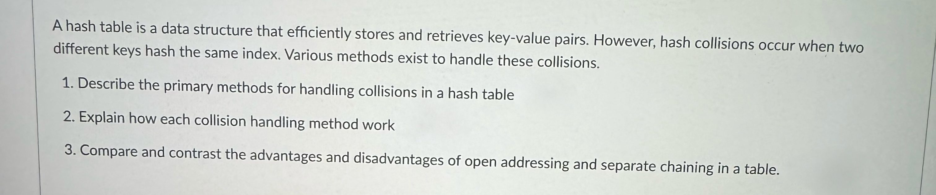Solved A hash table is a data structure that efficiently | Chegg.com