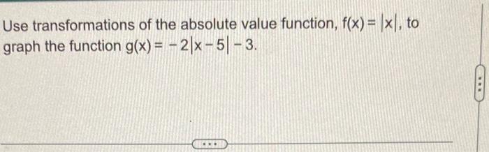Solved Use transformations of the absolute value function, | Chegg.com