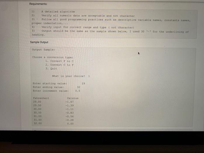 Solved Fahrenheit to Celsius Tables Write a program that | Chegg.com