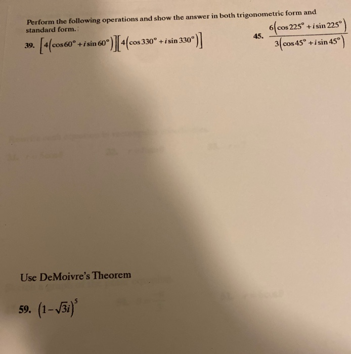 Solved Perform the following operations and show the answer | Chegg.com