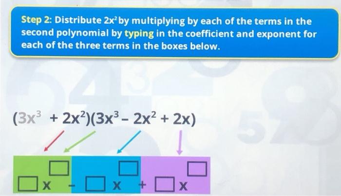 Solved Step 2: Distribute 2x? by multiplying by each of the | Chegg.com