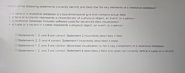 Solved Which of the following statements correctly identify | Chegg.com