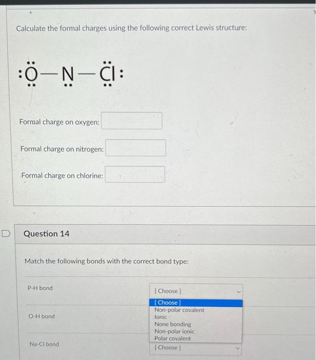 Solved Calculate the formal charges using the following | Chegg.com
