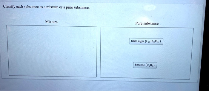 Solved Classify each substance as a mixture or a pure | Chegg.com