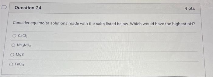 Solved Consider equimolar solutions made with the salts | Chegg.com