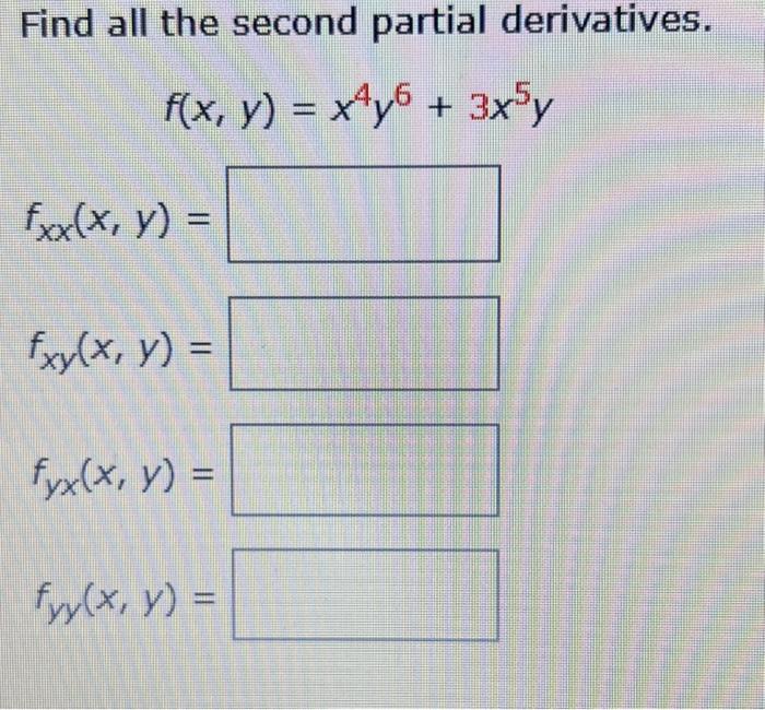 Solved Find all the second partial derivatives. | Chegg.com