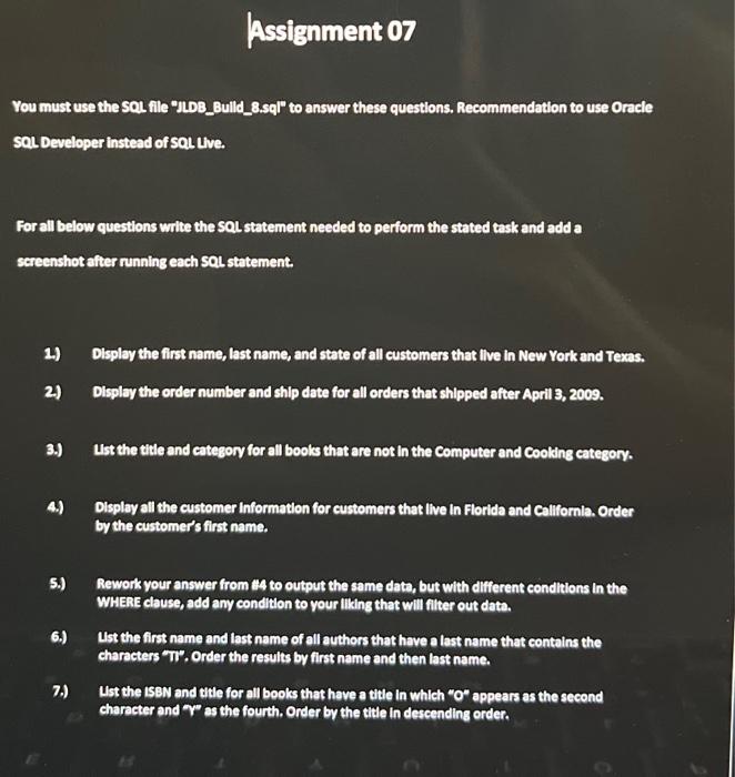Solved Assignment 07 You must use the SOL fille | Chegg.com