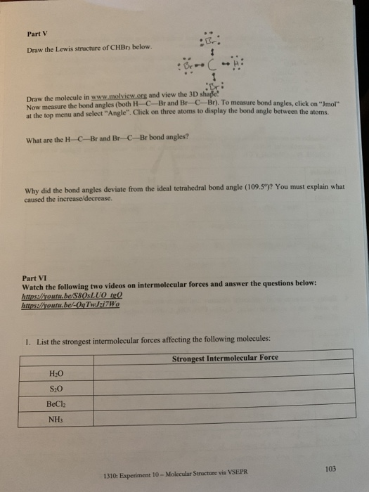 Solved Part V Draw the Lewis structure of CHBr below 1 Dri | Chegg.com