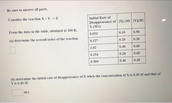 Solved Be sure to answer all parts. Consider the reaction | Chegg.com