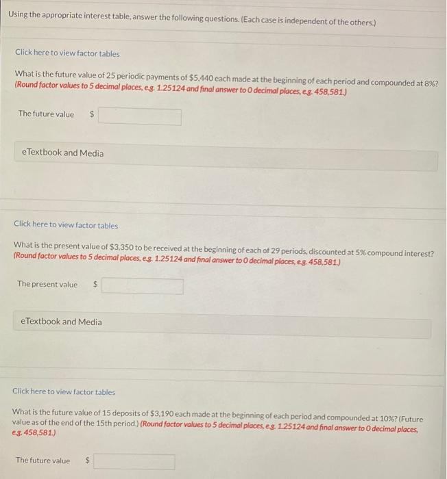 Solved Using the appropriate interest table, answer the | Chegg.com