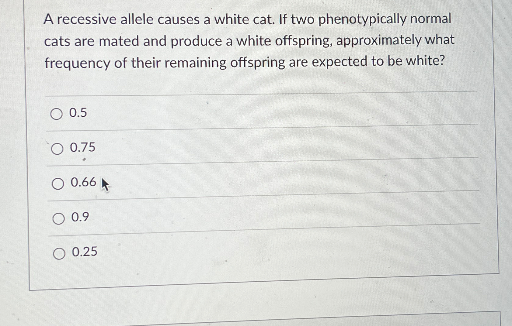 Solved A recessive allele causes a white cat. If two | Chegg.com