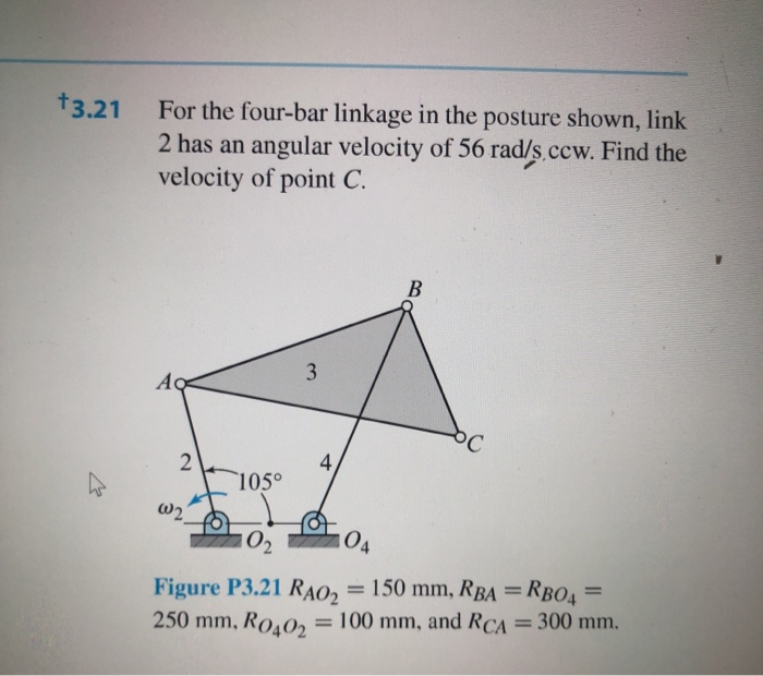 Solved +3.21 For the four-bar linkage in the posture shown, | Chegg.com