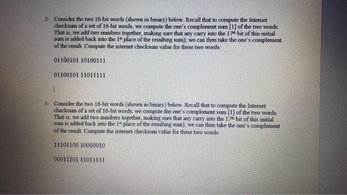 Solved 2- Consider the two 16-bit words (shown in binary) | Chegg.com