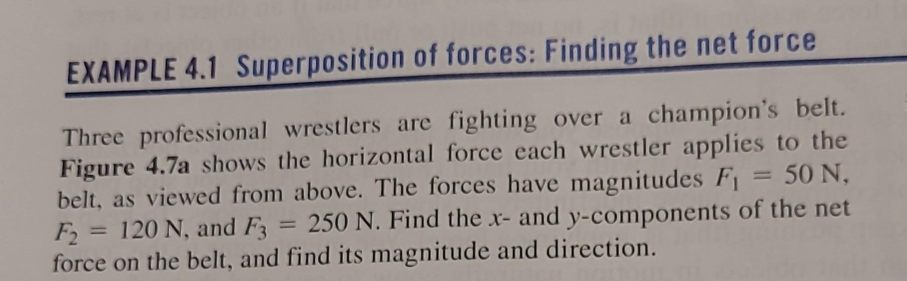 Solved EXAMPLE 4.1 Superposition of forces: Finding the net | Chegg.com