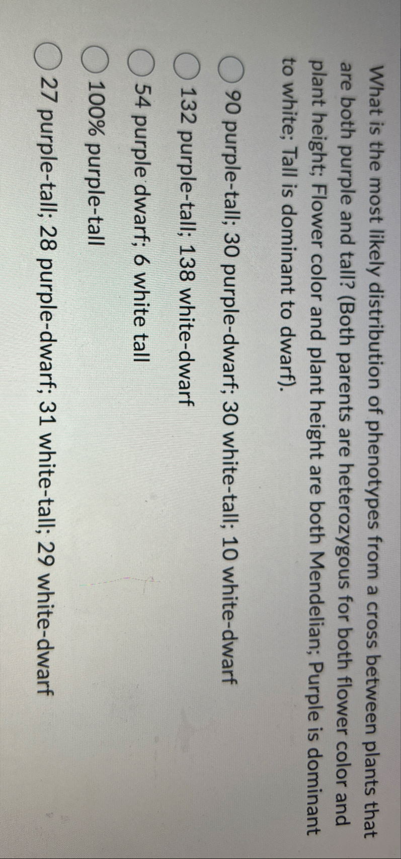 Solved What is the most likely distribution of phenotypes | Chegg.com