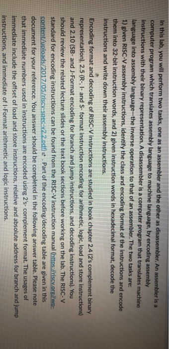 This is assembling & disassembling using risv-cHave | Chegg.com