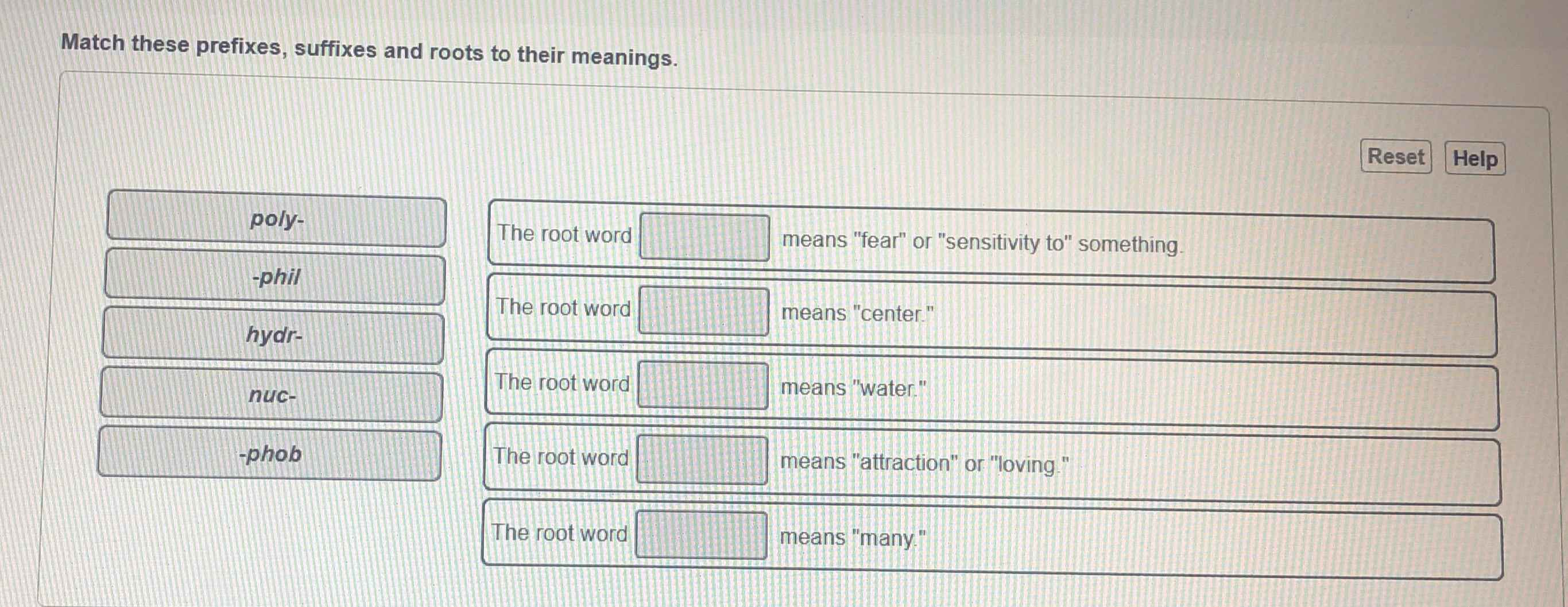 Solved Match these prefixes, suffixes and roots to their | Chegg.com