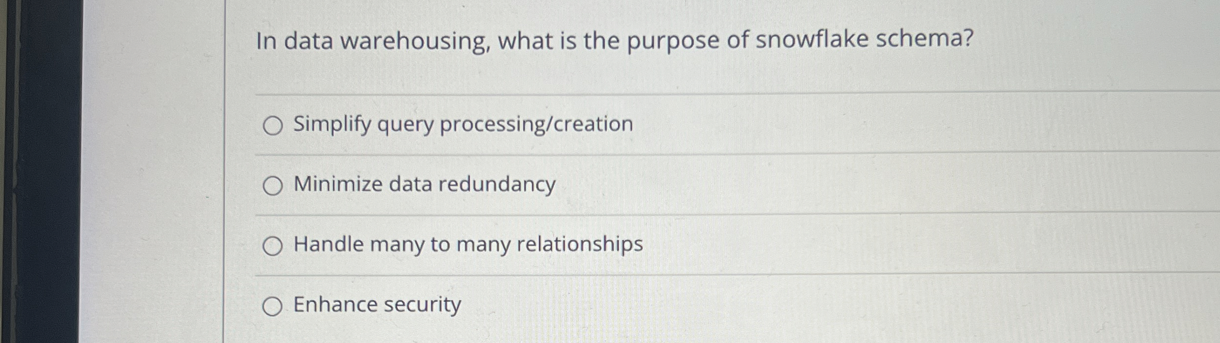 Solved In data warehousing, what is the purpose of snowflake | Chegg.com