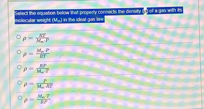 Solved Select the equation below that properly connects the | Chegg.com