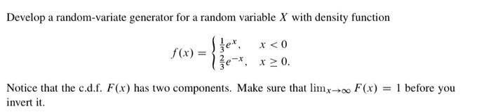 Solved Develop a random-variate generator for a random | Chegg.com