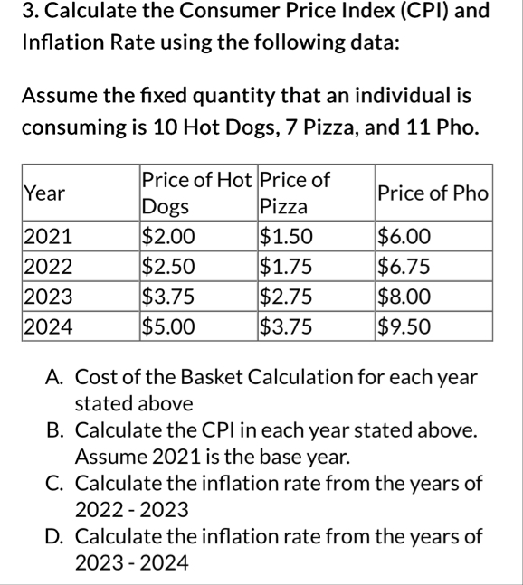 Calculate the Consumer Price Index (CPI) ﻿and | Chegg.com
