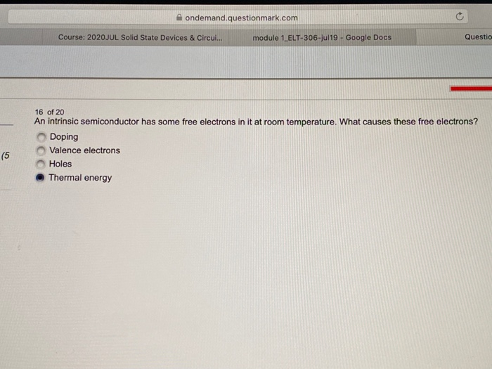 Solved ondemand.questionmark.com Course: 2020JUL Solid State | Chegg.com