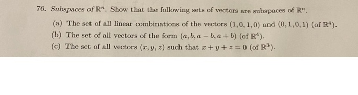 Solved 96. Sets Spanning Subspaces. Find a set that spans | Chegg.com