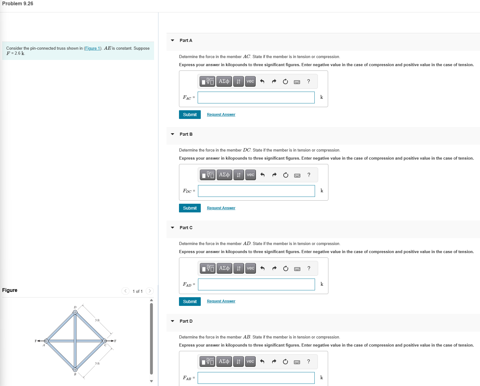 Solved Consider the pin-connected truss shown in (Figure | Chegg.com