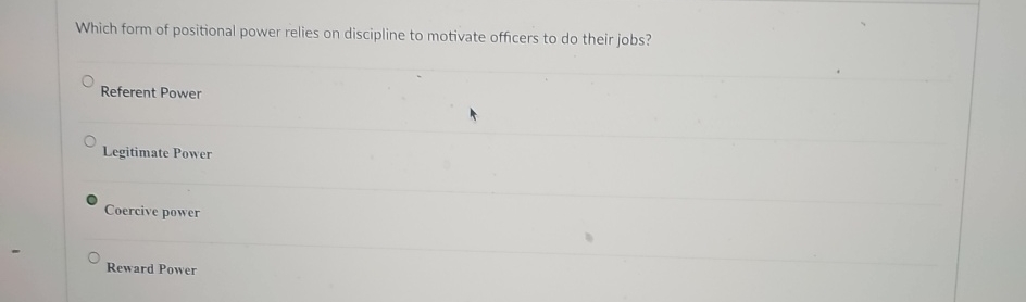 Solved Which form of positional power relies on discipline | Chegg.com