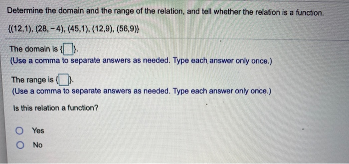 Solved Determine The Domain And The Range Of The Relation