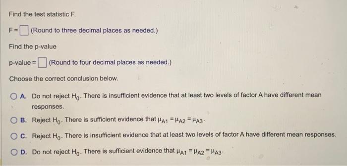Solved Consider the following data for a two-factor | Chegg.com