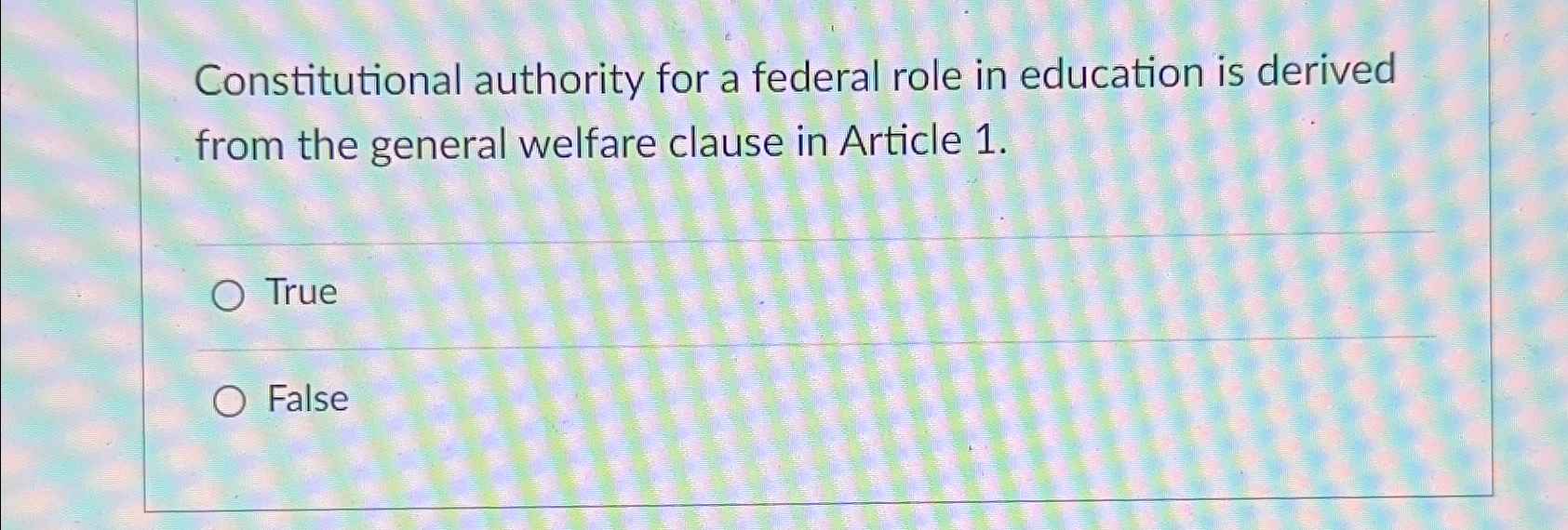 Solved Constitutional authority for a federal role in | Chegg.com