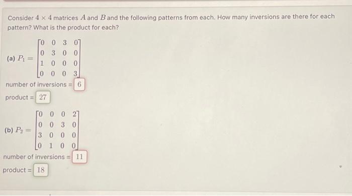 Solved Consider 4 x 4 matrices A and B and the following | Chegg.com