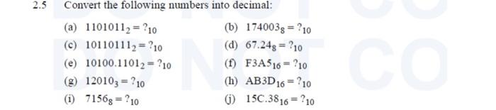 Solved Convert the following numbers into decimal: (a) | Chegg.com