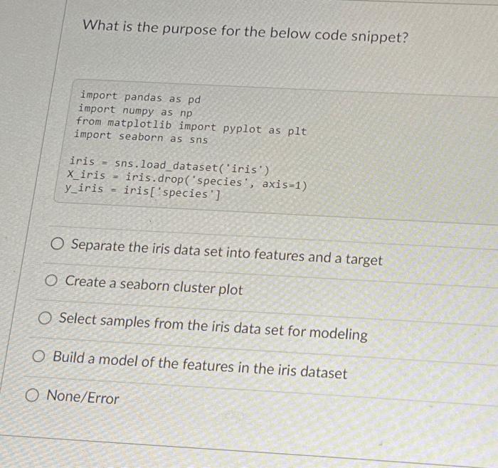 Solved What is the purpose for the below code snippet? | Chegg.com