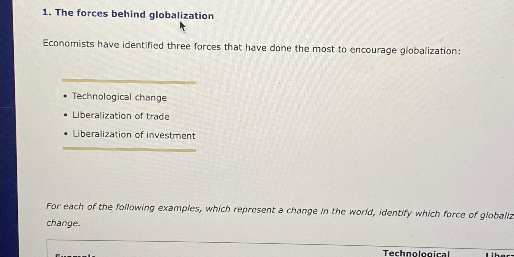 Solved The forces behind globalizationEconomists have | Chegg.com