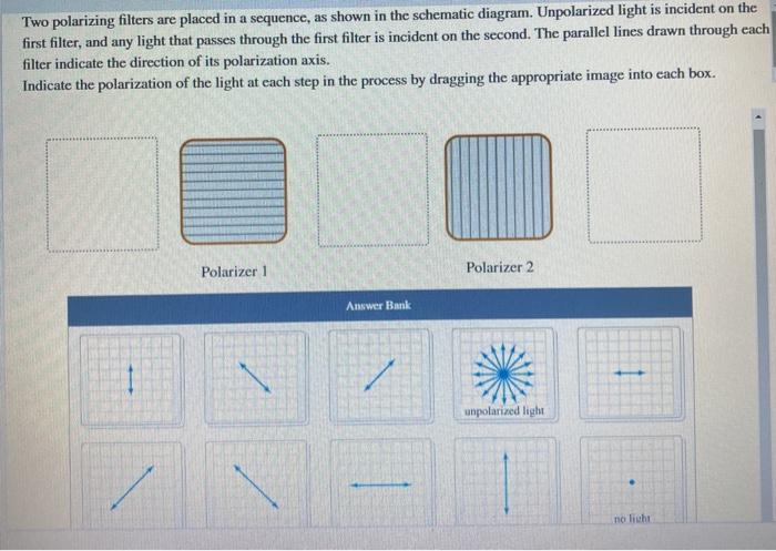 Solved Two polarizing filters are placed in a sequence, as | Chegg.com